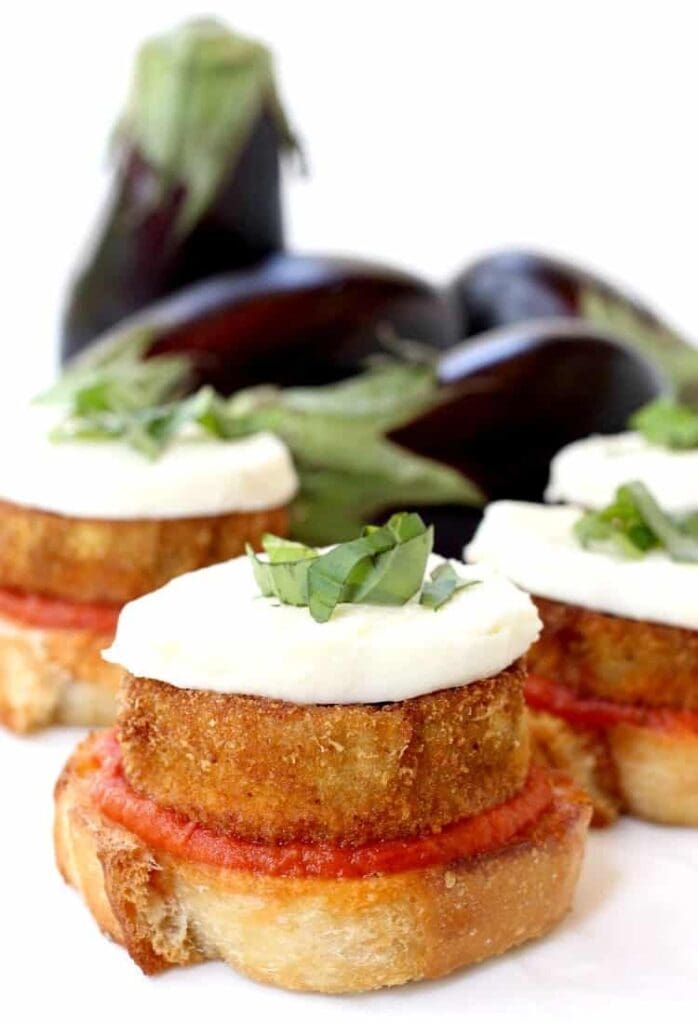 Eggplant Parmesan Toasts | A Fried Eggplant Appetizer | Mantitlement