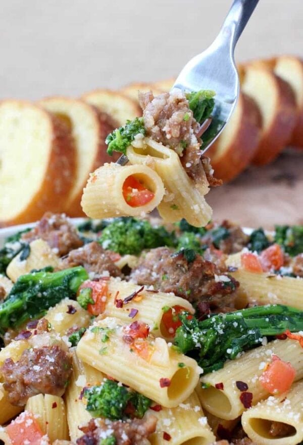 Rigatoni with Sausage and Broccoli Rabe | Easy One Pot Pasta Recipe