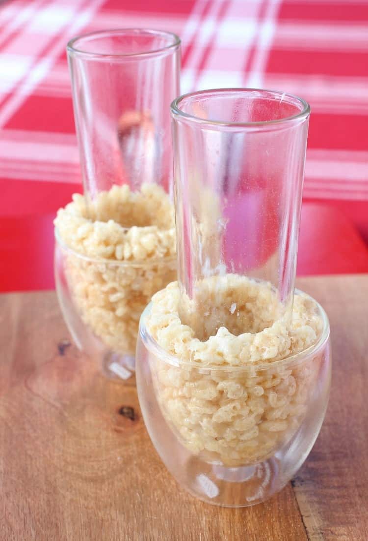 Peppermint Krispies Treat Shots with Edible Shot Glasses!